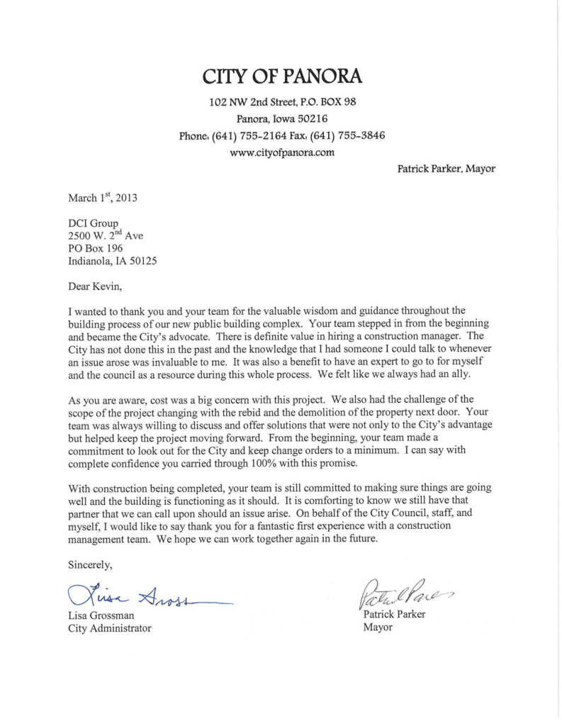 City of Panora Municipal Building Construction | DCI Group